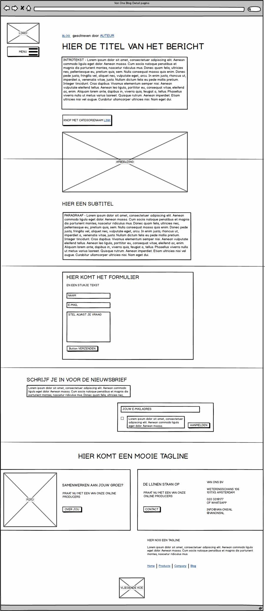 Wireframes voor je website - Van Ons Digital Agency